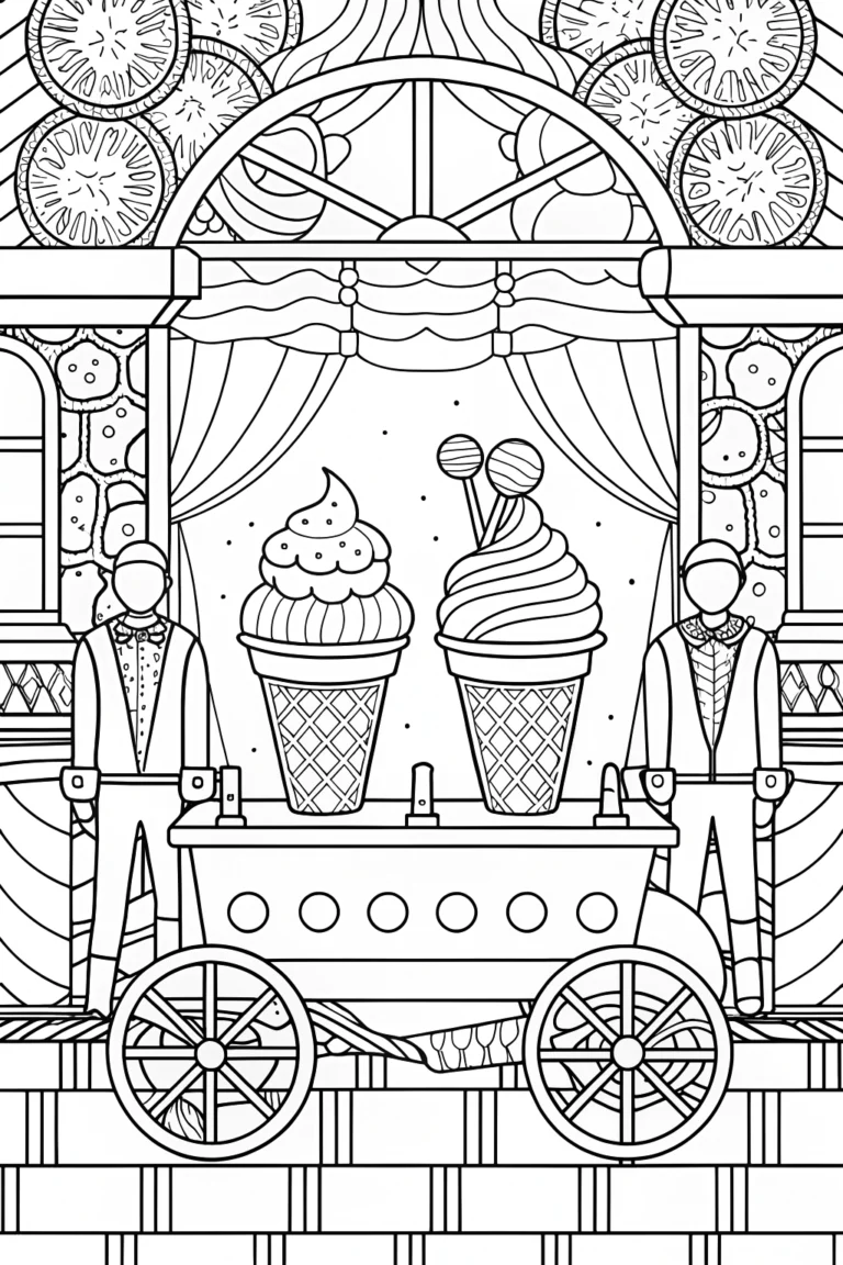 Ice cream time travel adventure Coloring Page - Free & Printable