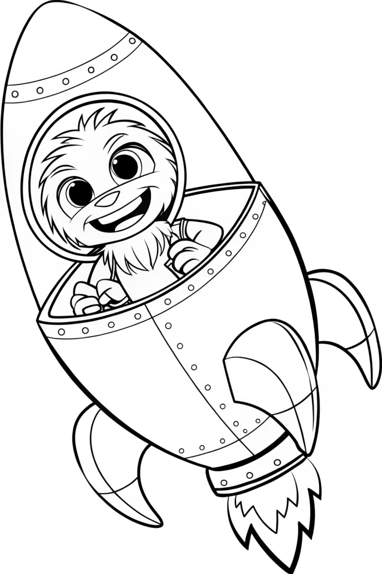 Huggy Wuggy in a poppy rocket Coloring Page - Free & Printable