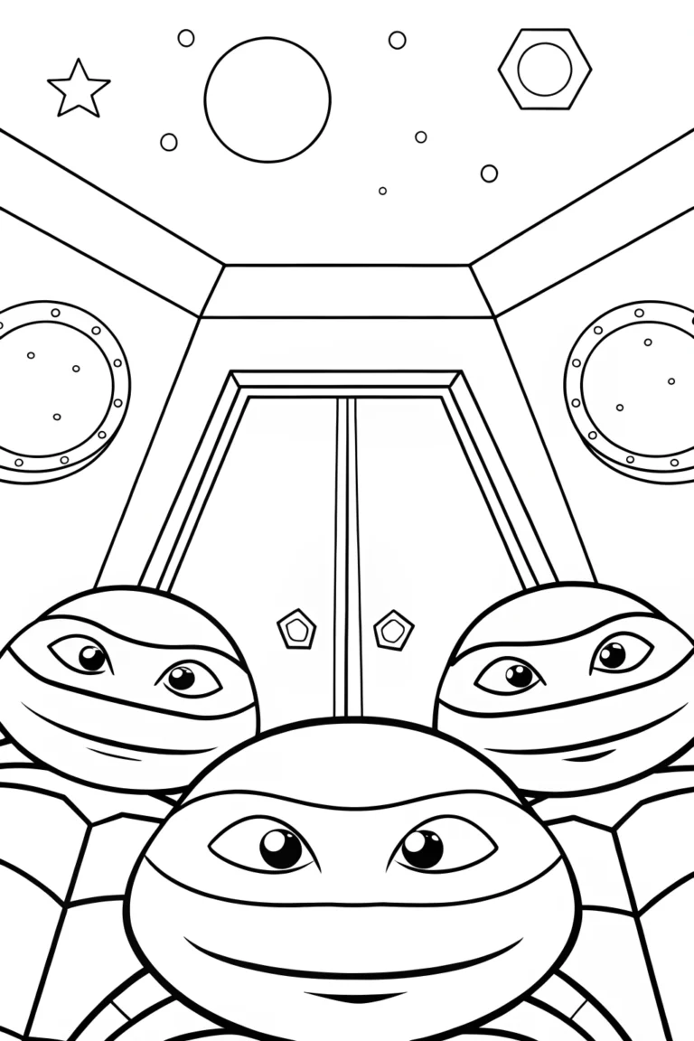 TMNT cosmic escape room adventure Coloring Page - Free & Printable