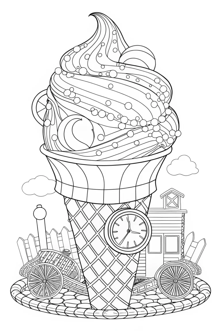 Ice cream time machine adventure Coloring Page - Free & Printable