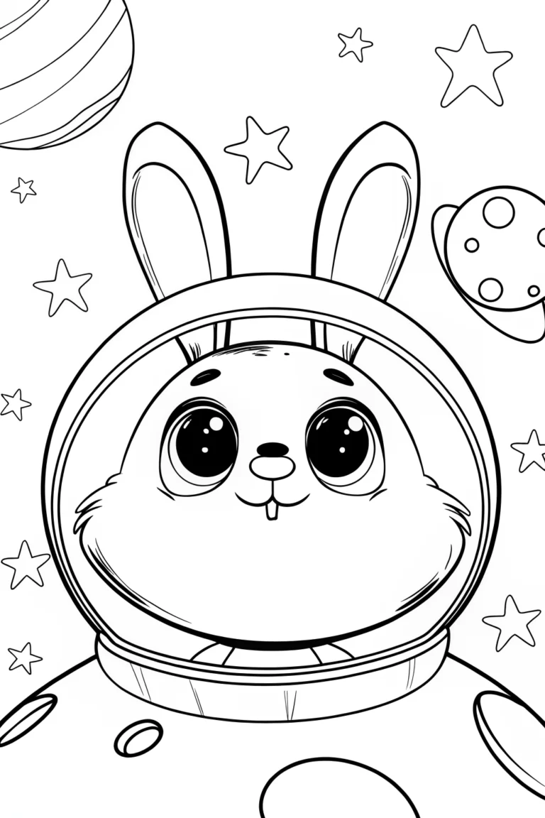 Squishmallow bunny in space Coloring Page - Free & Printable