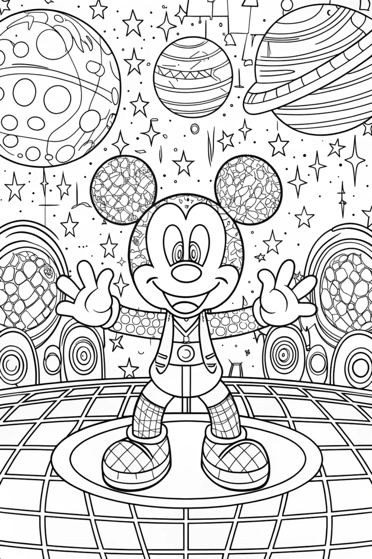 Mickey Mouse's galactic dance party Coloring Page - Free & Printable