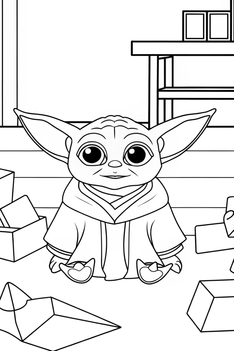 Baby Yoda's origami workshop Coloring Page - Free & Printable