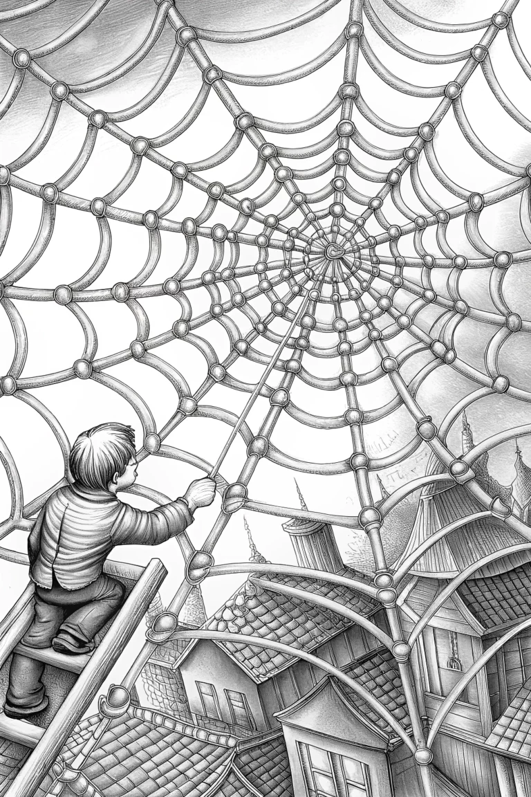 Spider architect designing a web city Coloring Page - Free & Printable