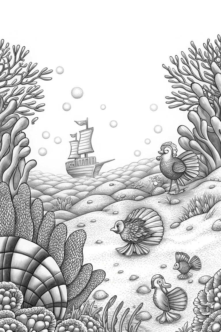 Thanksgiving underwater adventure Coloring Page - Free & Printable