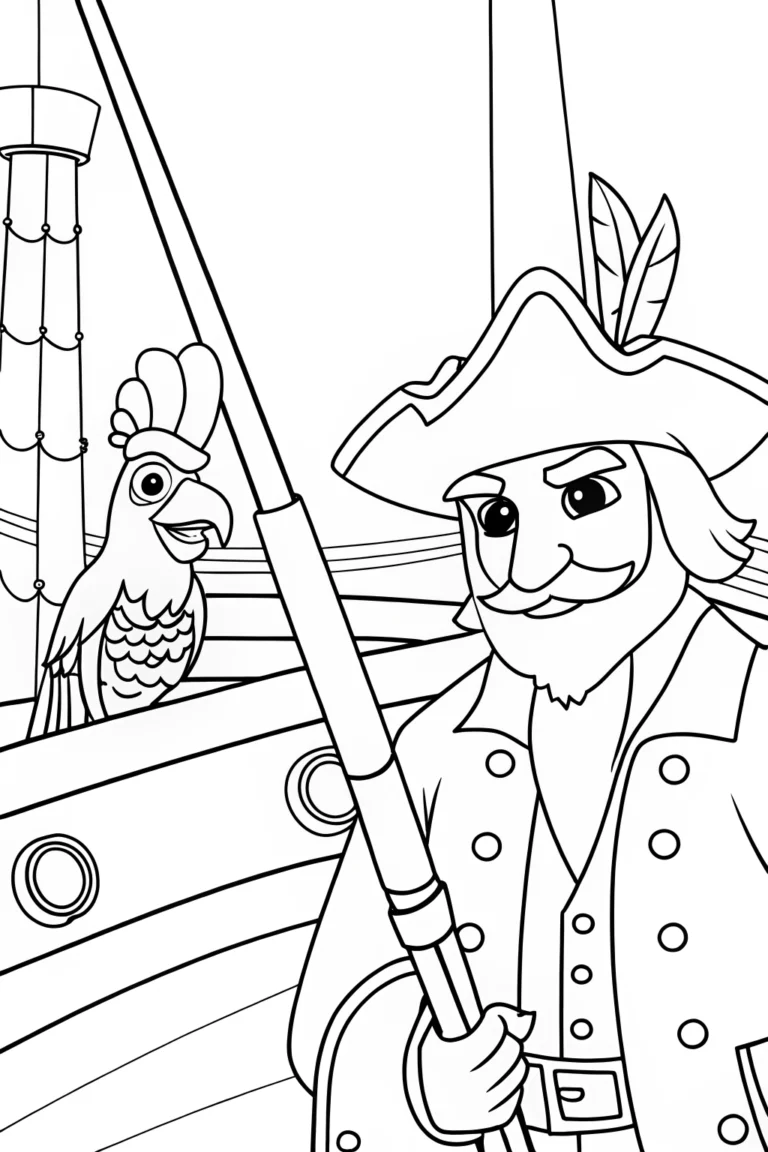Captain Cluck sailing through time Coloring Page - Free & Printable