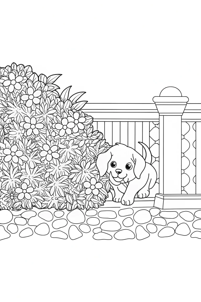 Puppy playing hide and seek Coloring Page - Free & Printable