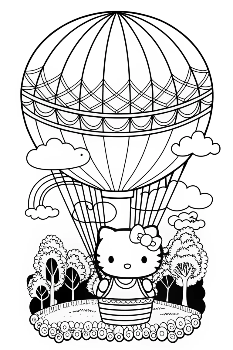 Hello Kitty's balloon adventure Coloring Page - Free & Printable