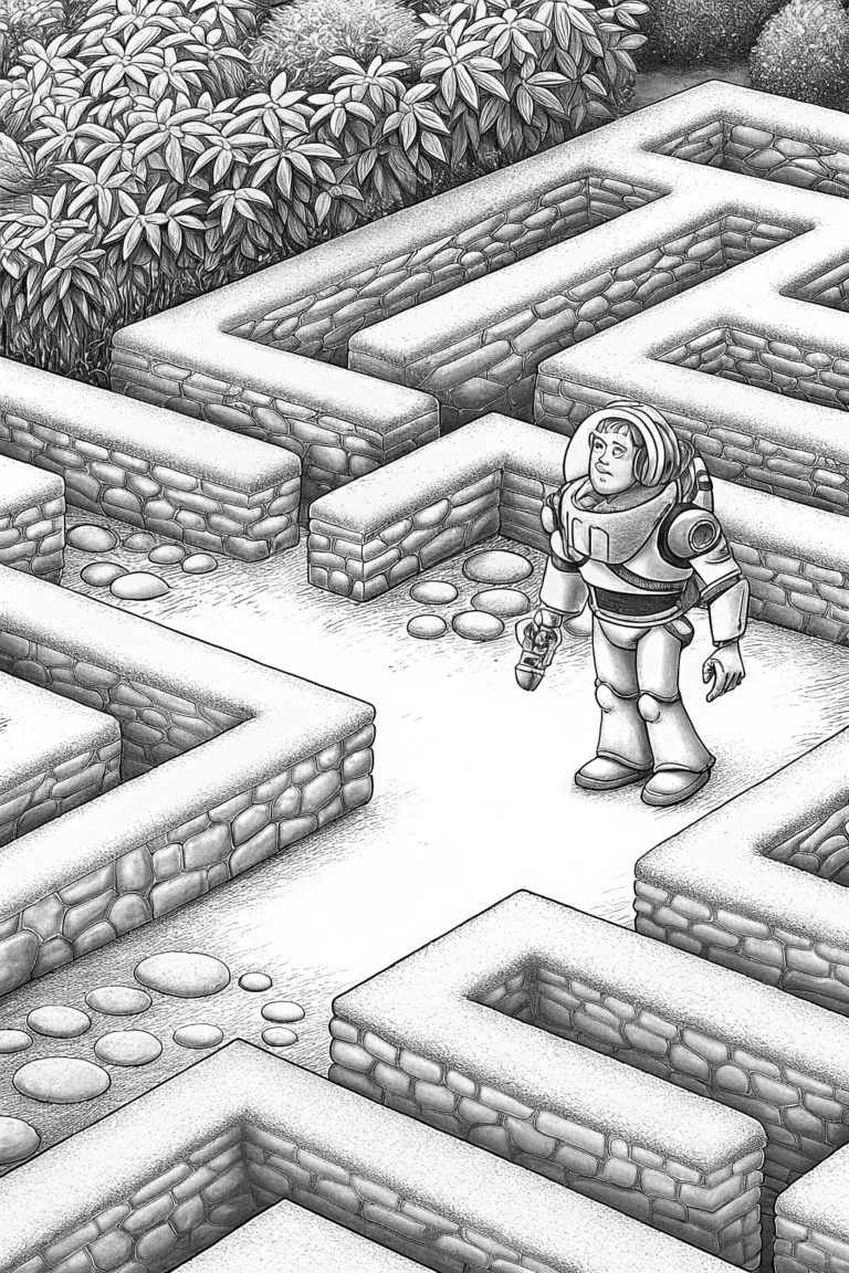 Buzz Lightyear in the garden maze Coloring Page - Free & Printable