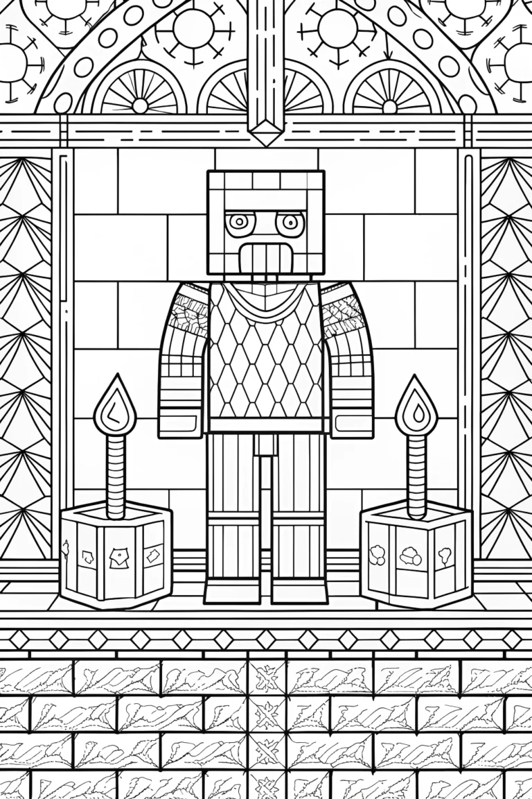 Minecraft character at a sky forge Coloring Page - Free & Printable