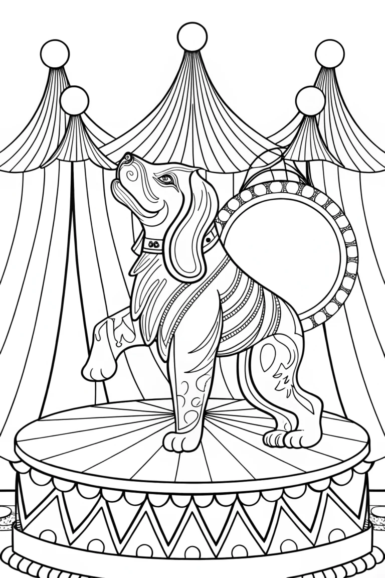 Heroic dog in a circus Coloring Page - Free & Printable