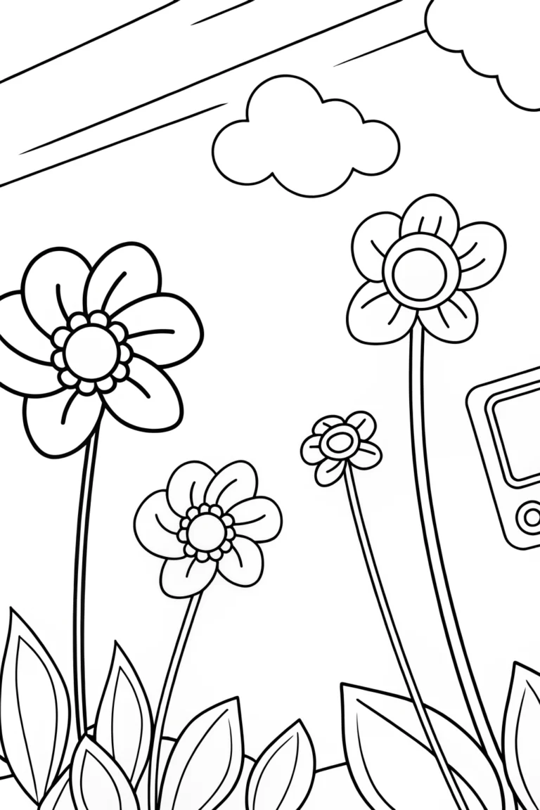 Flowers inventing dream machines Coloring Page - Free & Printable