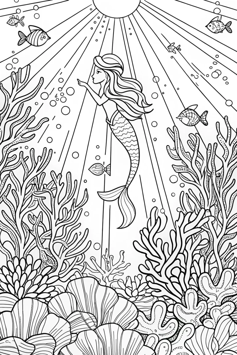 Little Mermaid's underwater expedition Coloring Page - Free & Printable