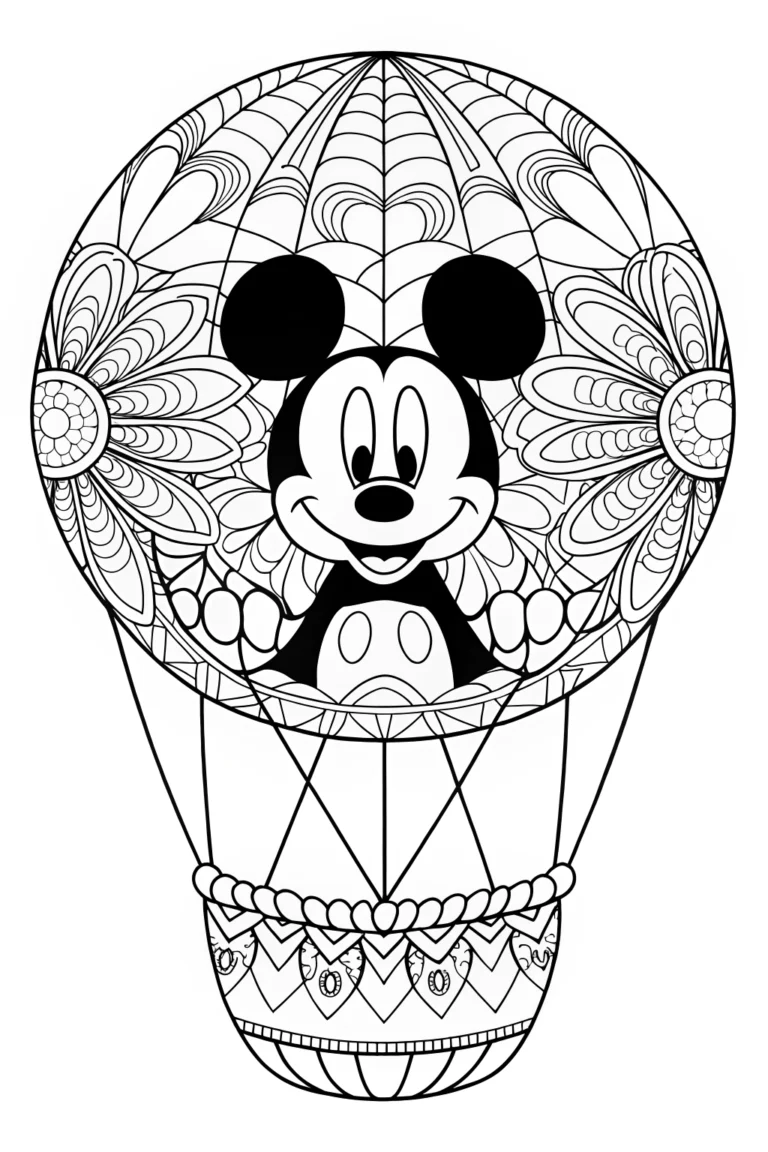 Mickey Mouse floating in a bubble Coloring Page - Free & Printable