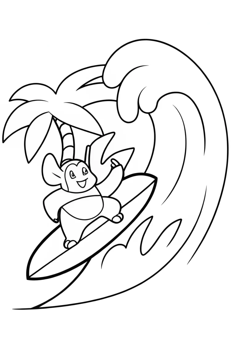 Alolan Raichu surfing challenge Coloring Page - Free & Printable