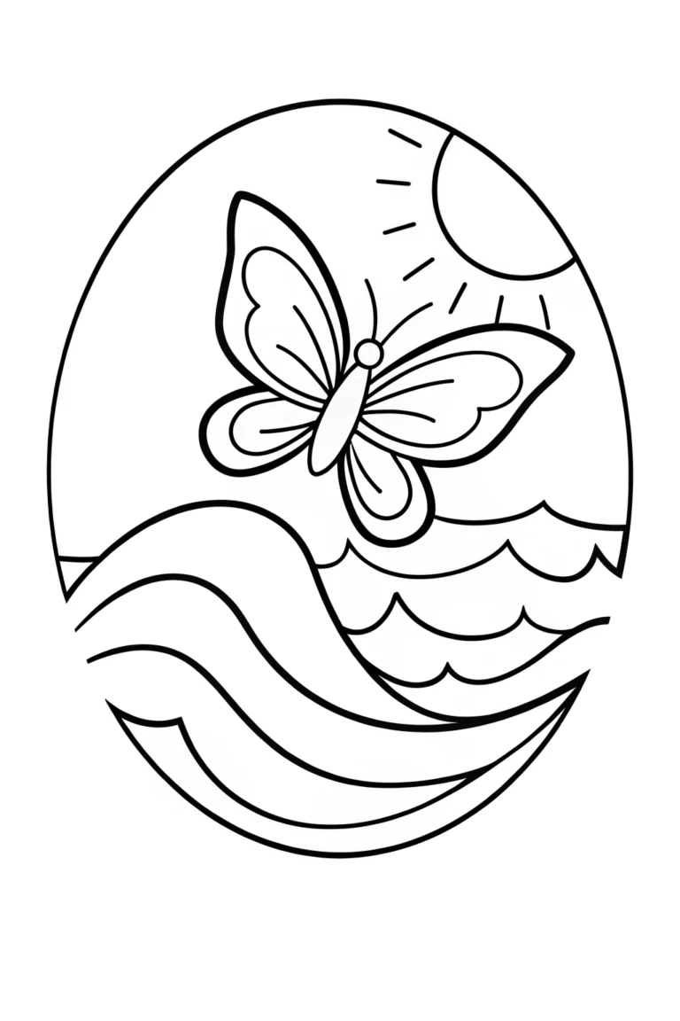 Butterfly navigating the ocean Coloring Page - Free & Printable