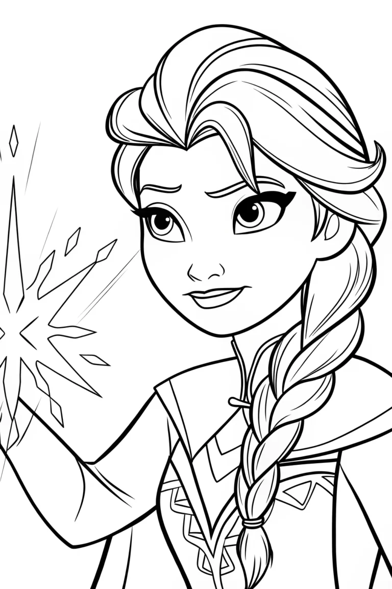 Elsa sculpting ice in the sky Coloring Page - Free & Printable