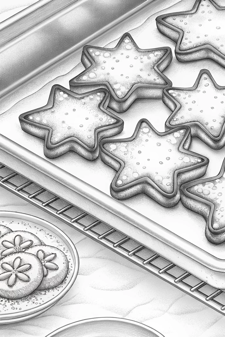 Star-shaped pastries baking Coloring Page - Free & Printable