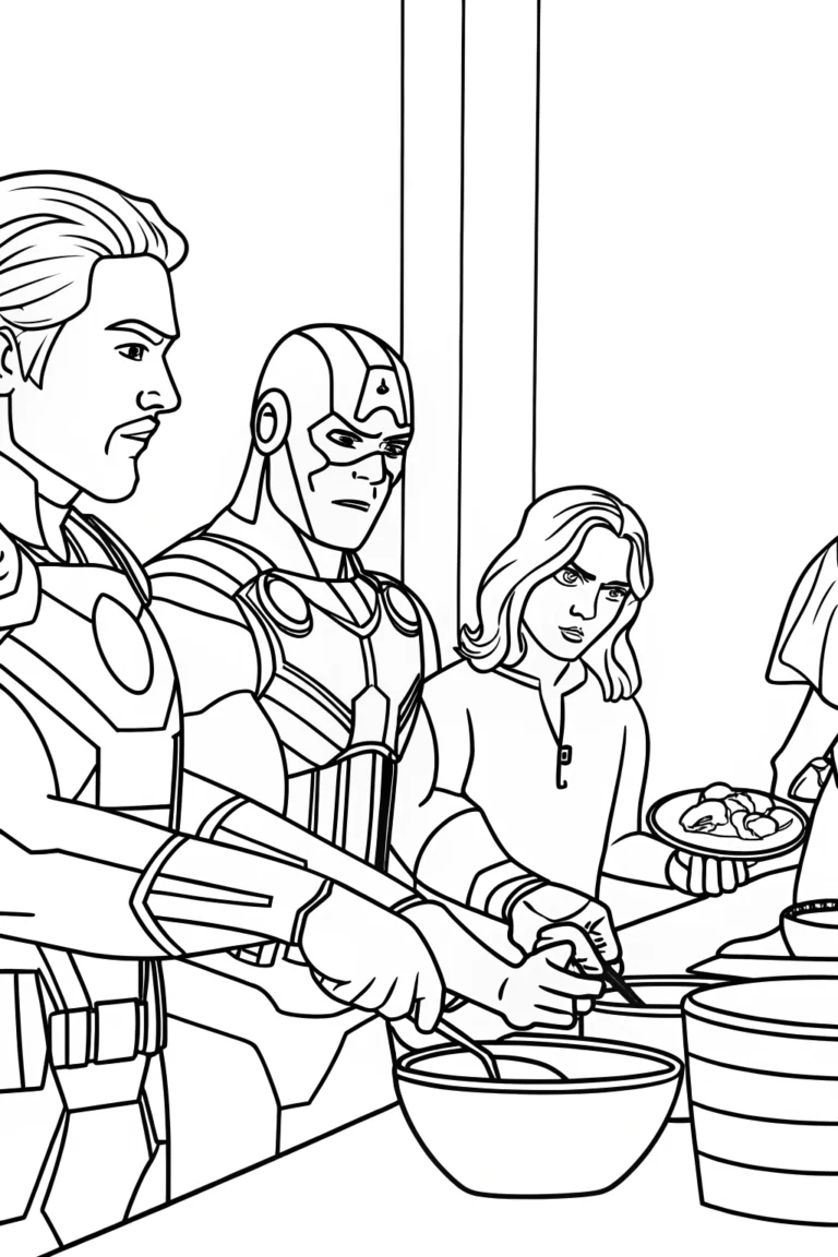 Avengers cooking competition Coloring Page - Free & Printable