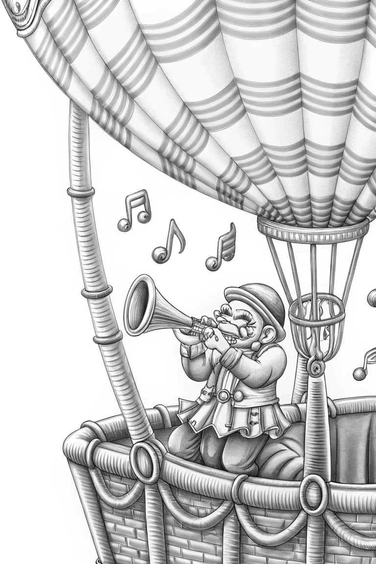JJ in a musical hot air balloon Coloring Page - Free & Printable