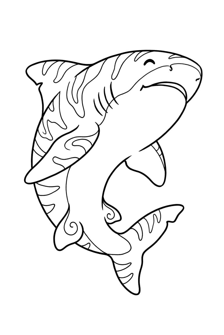 Deep Sea Tiger Shark Coloring Page - Free & Printable