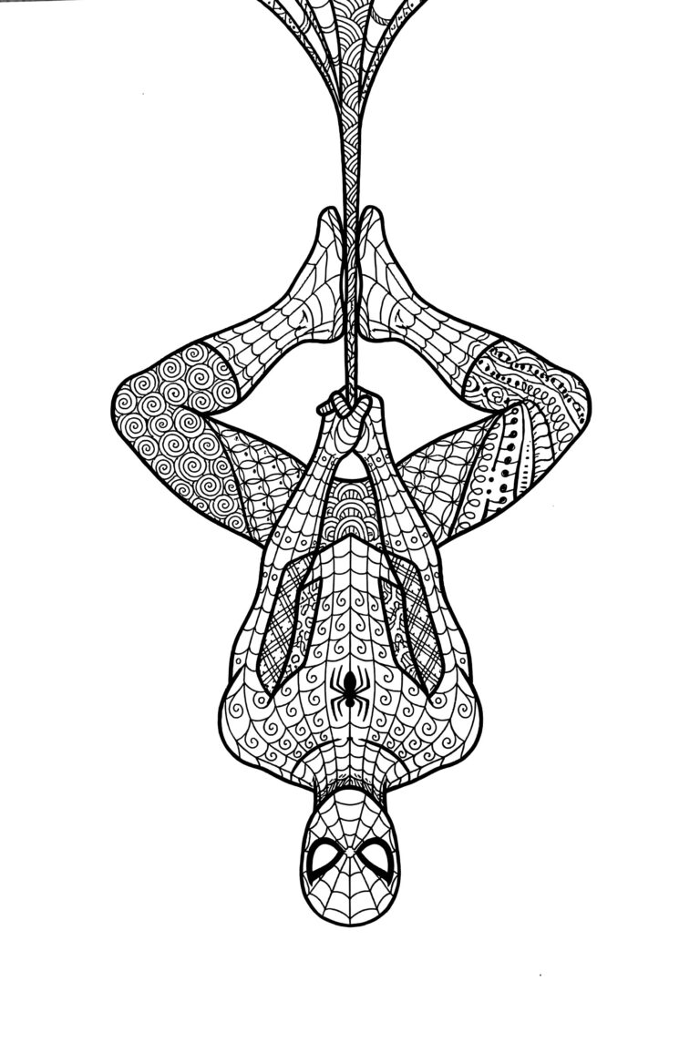 Spiderman's Upside Down Hang Coloring Page - Free & Printable